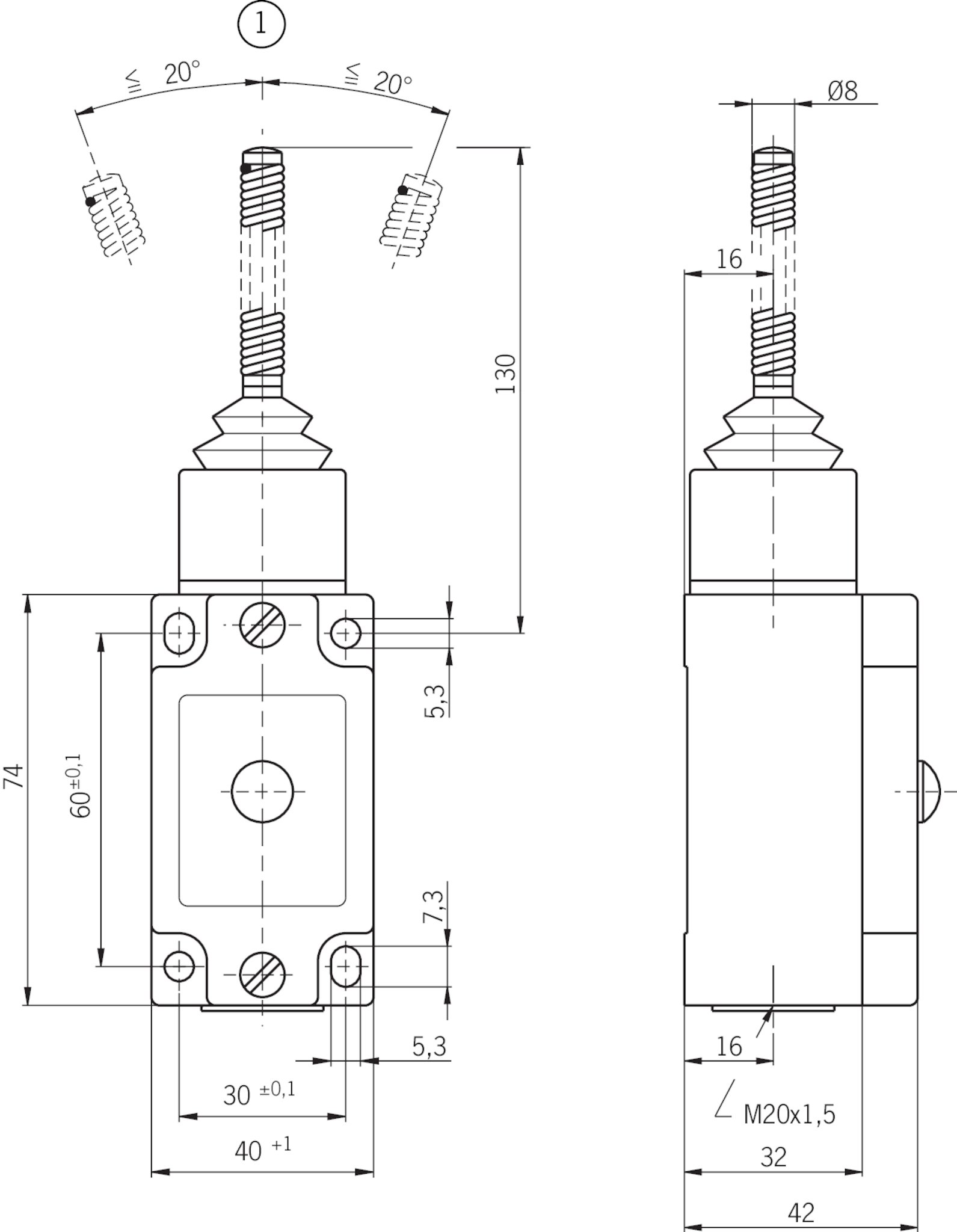 NG1FO-510L060-M 行程开关NG.FO，弹簧触发块 | EUCHNER – More than safety.