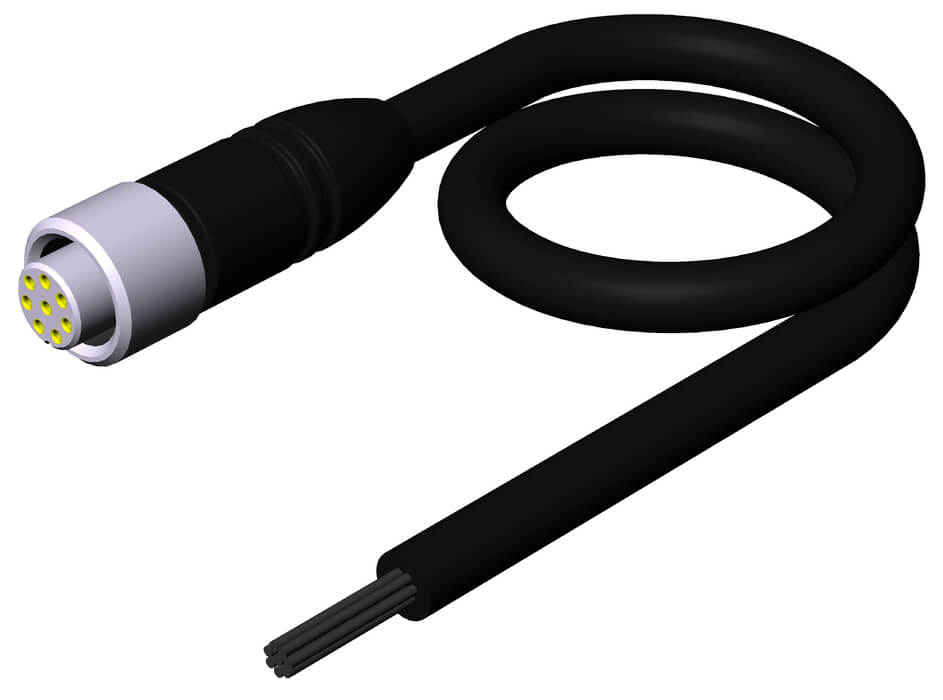 C-M12F08-07X025PV20,0-MA-099634 配有8针M12圆形接插头的接配线电缆，20m | EUCHNER