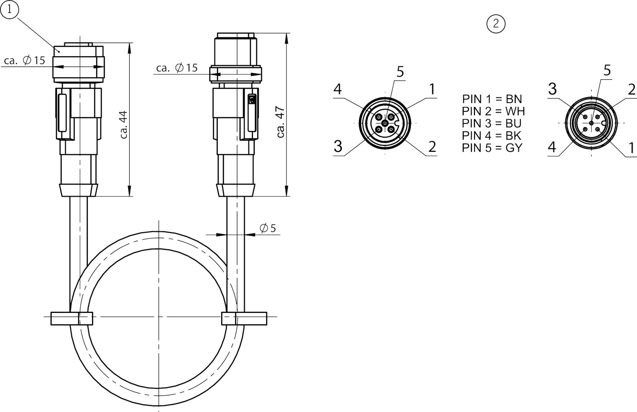 C-M12F05-05X034PU10,0-M12M05-119947 Connection cable with 2 plug ...