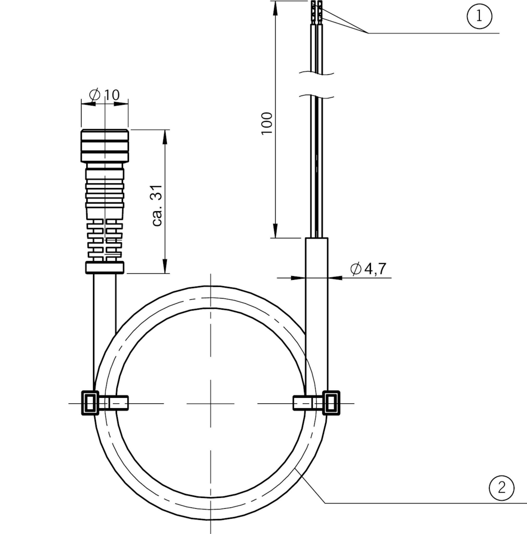 C-M08F04-04X034PU50,0-ES-120241 Connection cable with plug connector M8 ...